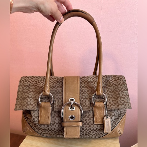 Coach | Bags | Coach Soho Signature Mini C Beige Jacquard Leather ...